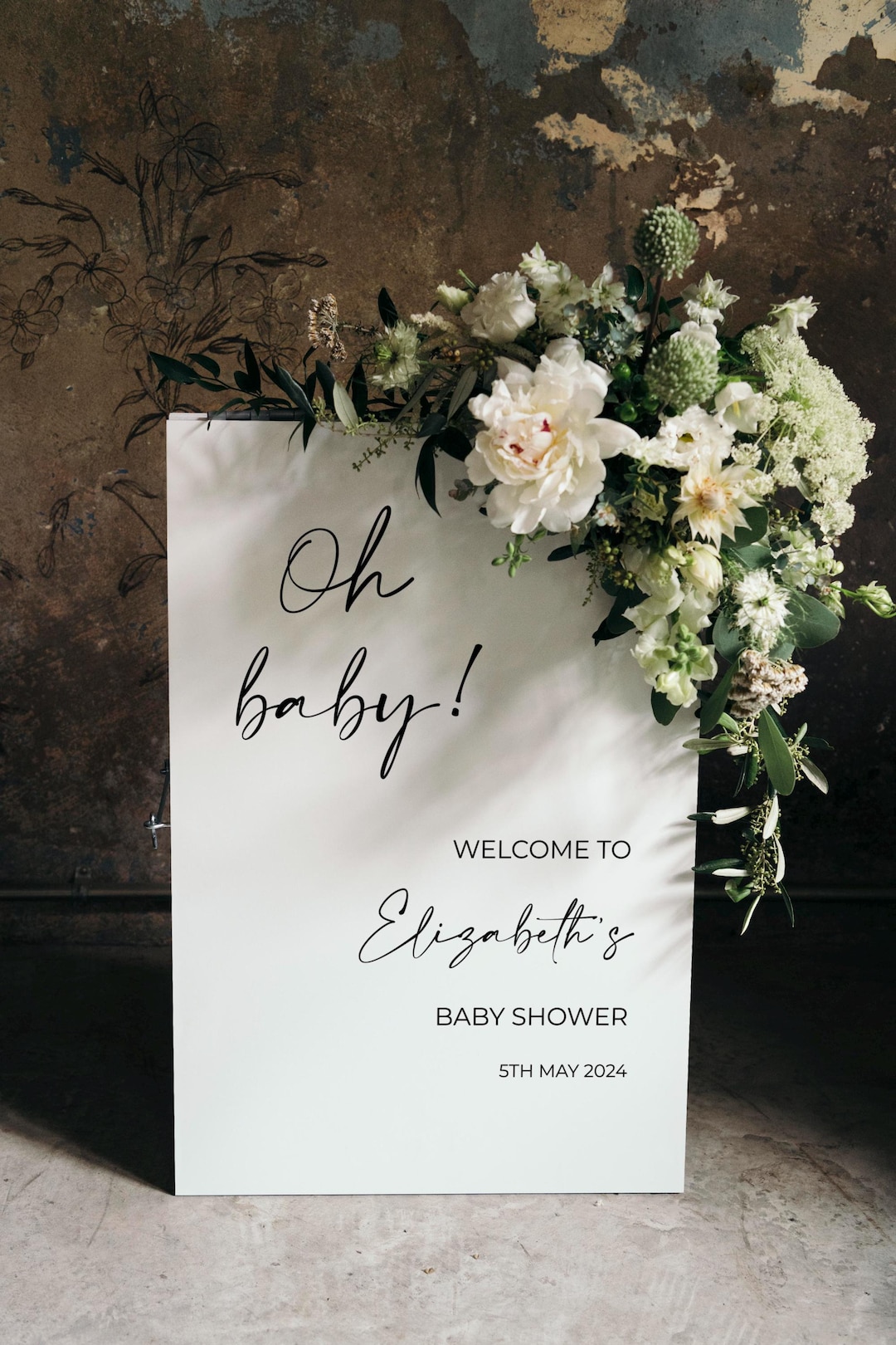 Baby Shower Foam Board Oh Baby Theme Sign Paper Poster Minimalist ...