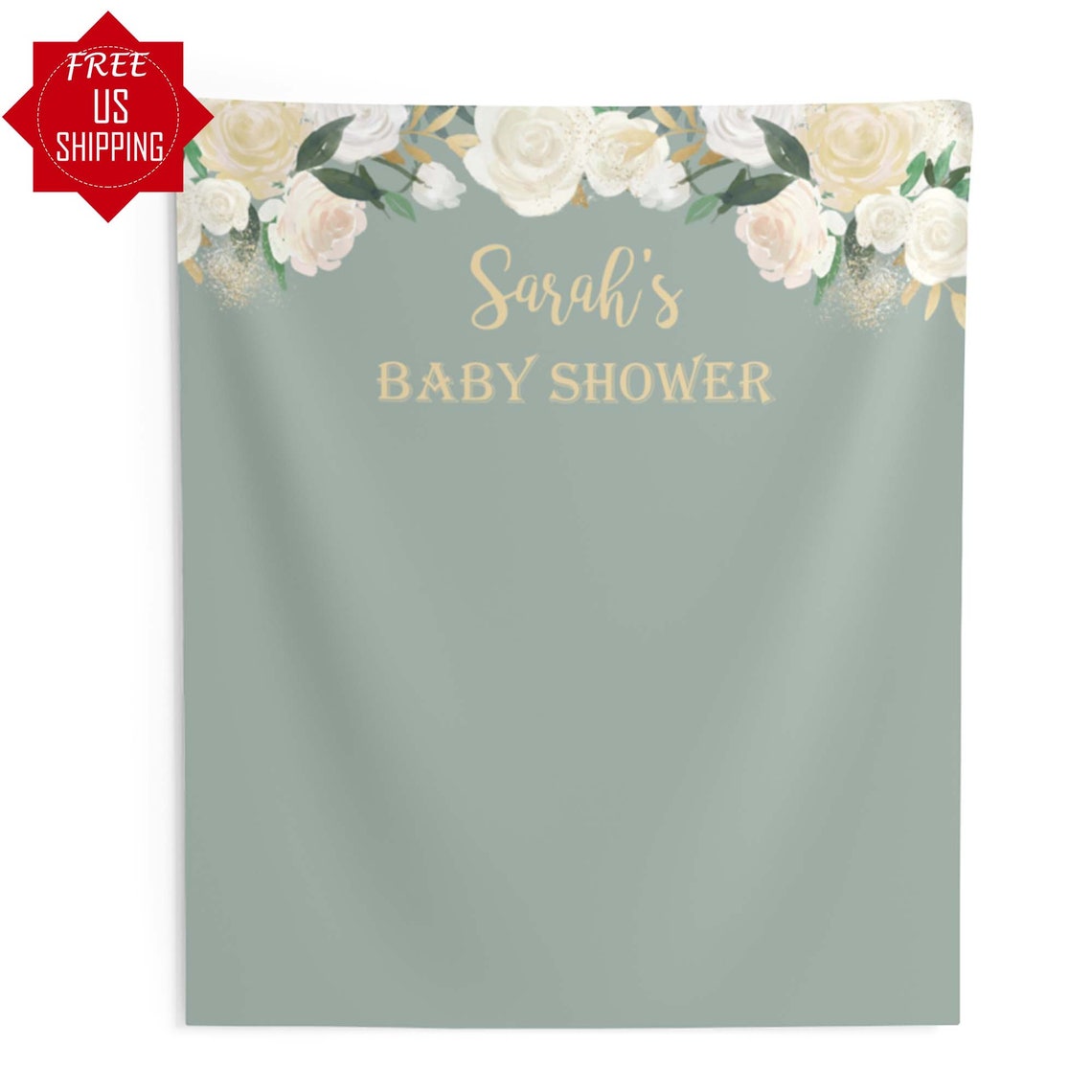 Sage Green Backdrop Curtain Baby Shower Backdrop Christening - Etsy ...
