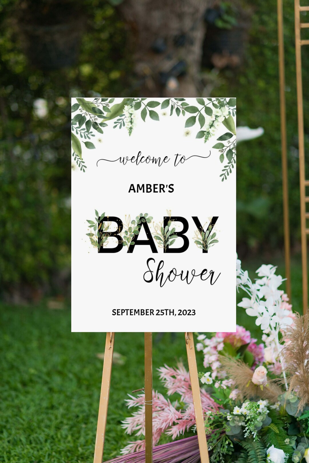 Greenery Baby Shower Welcome Sign Custom Gender Neutral Boy Baby Shower ...