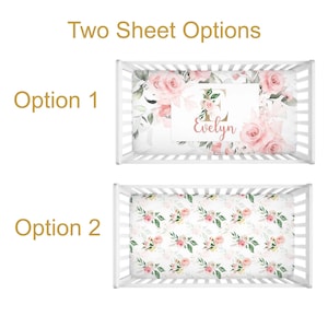Girl Crib Bedding Set, Floral Nursery Set, Pink Roses Baby Name Blanket ...