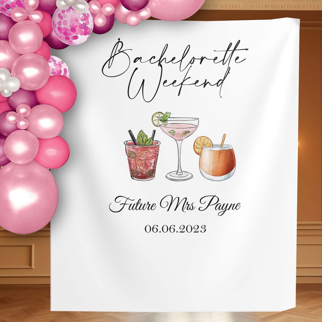 Bachelorette Weekend Cocktail Backdrop Mocktail Bridal Shower Sign ...