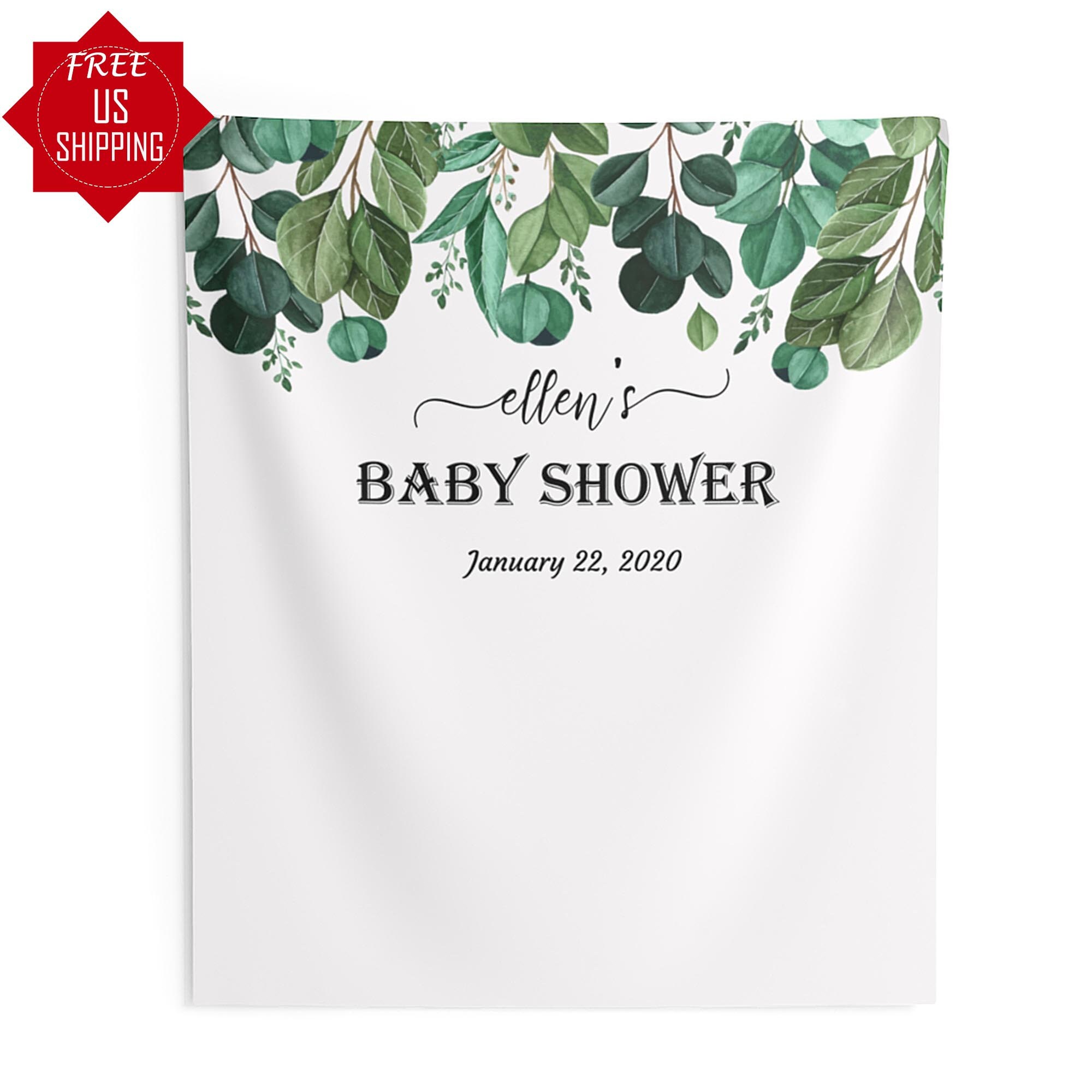 Greenery Baby Shower Backdrop Green Leaves Picture Photo - Etsy