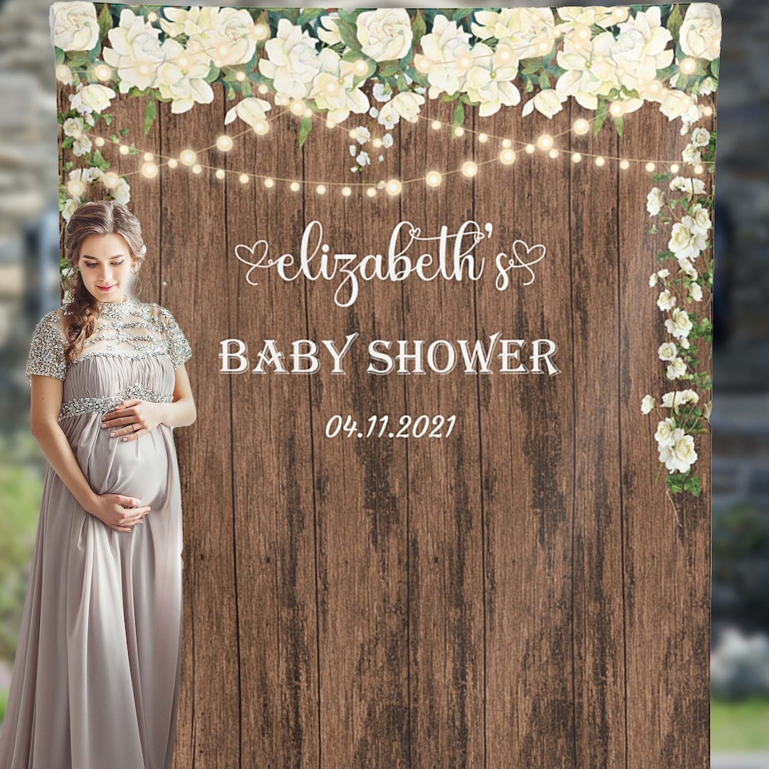 Rustic Baby Shower Photo Backdrop Rustic Shower Decor Western Floral ...