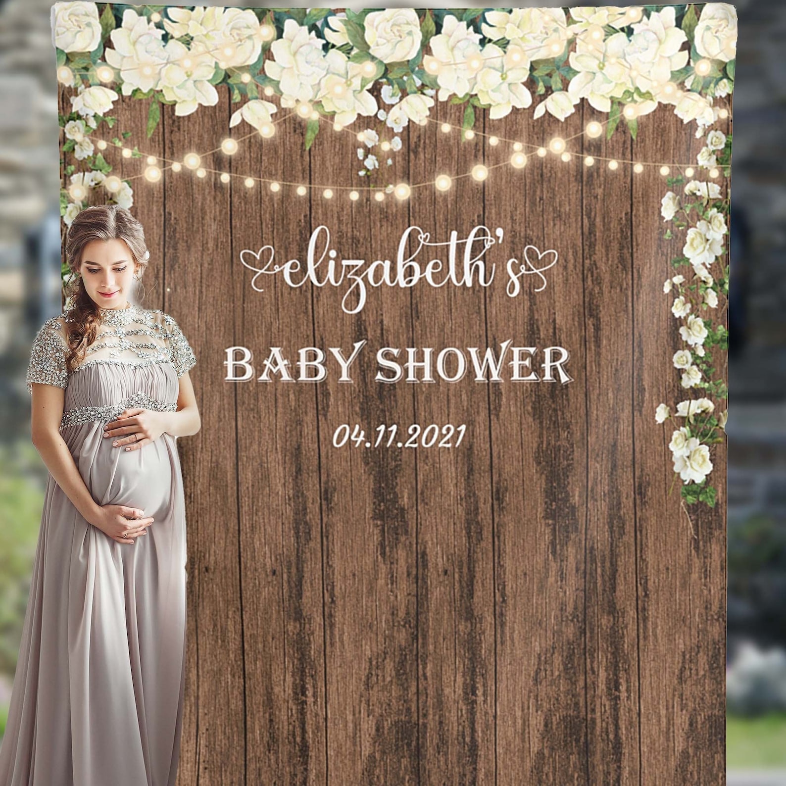 Rustic Baby Shower Photo Backdrop Rustic Shower Decor Western - Etsy ...