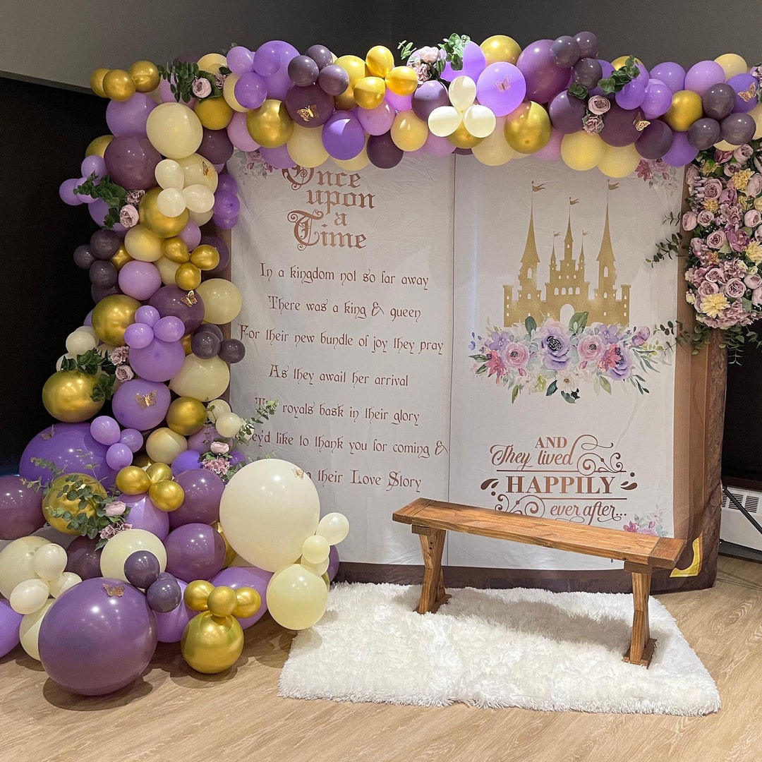 Purple Princess Baby Shower Backdrop Lavender Fairytale Decor Royal ...