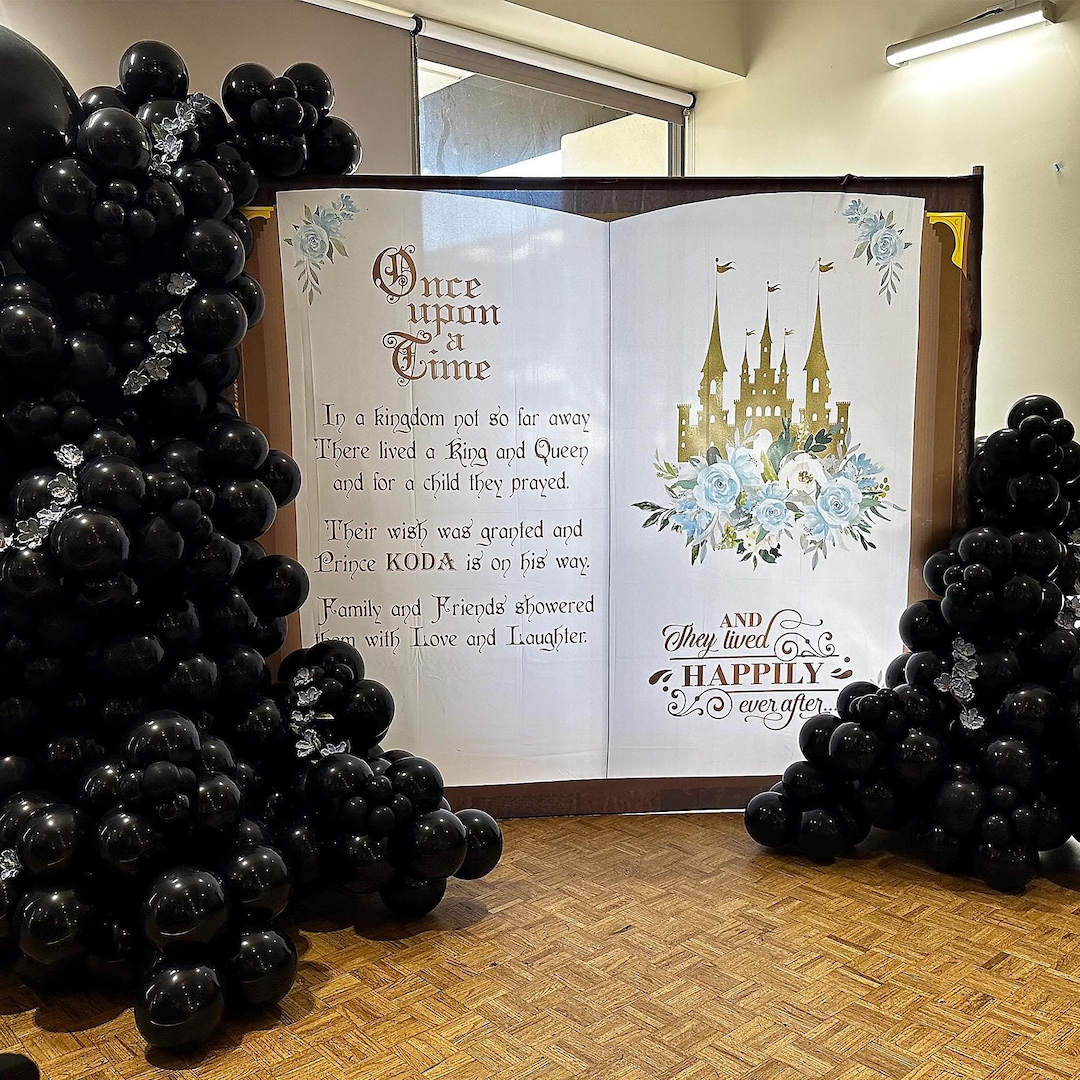 Princess Party Backdrop Baby Shower Banner Book Themed Decor Once Upon ...