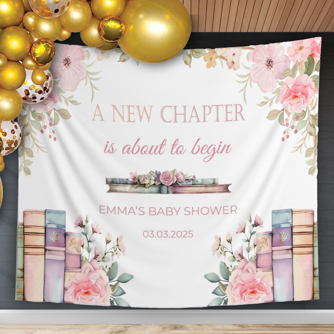 New Chapter Baby Shower Decor Book Themed Baby Sprinkle Backdrop Baby ...