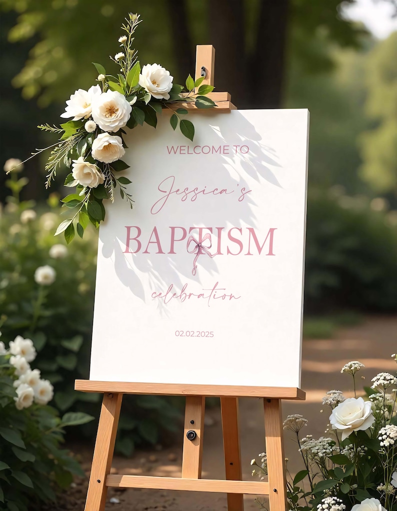 Baptism Welcome Sign Printed & Shipped, Blush Welcome to the Baptism ...