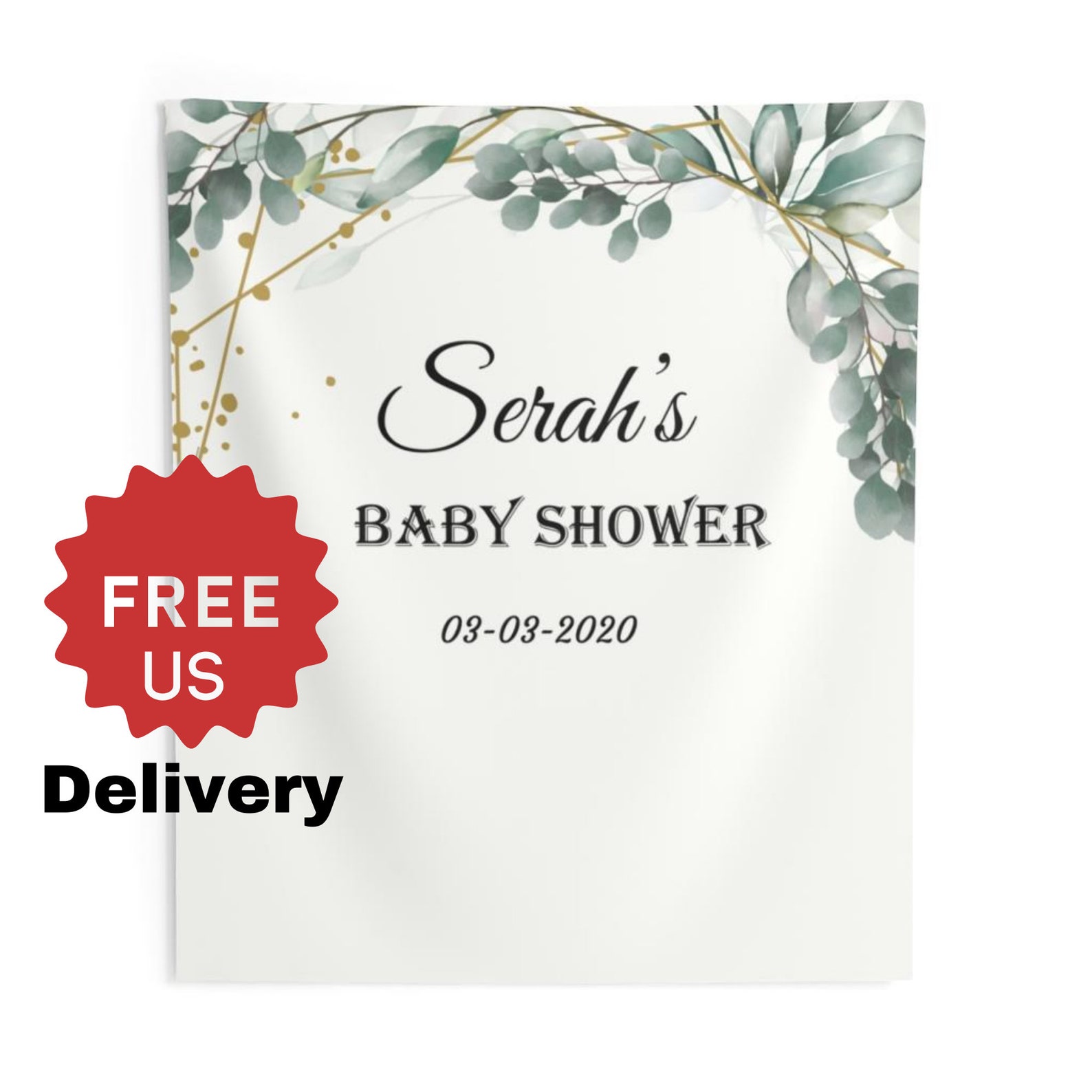 Greenery Backdrop, Baby Shower Backdrop, Custom Photo Backdrop, Bridal ...