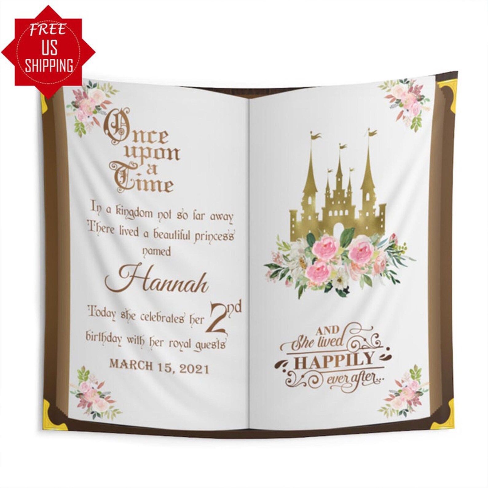 Twin Girls Happy Birthday Backdrop Banner Princess Photo Background ...