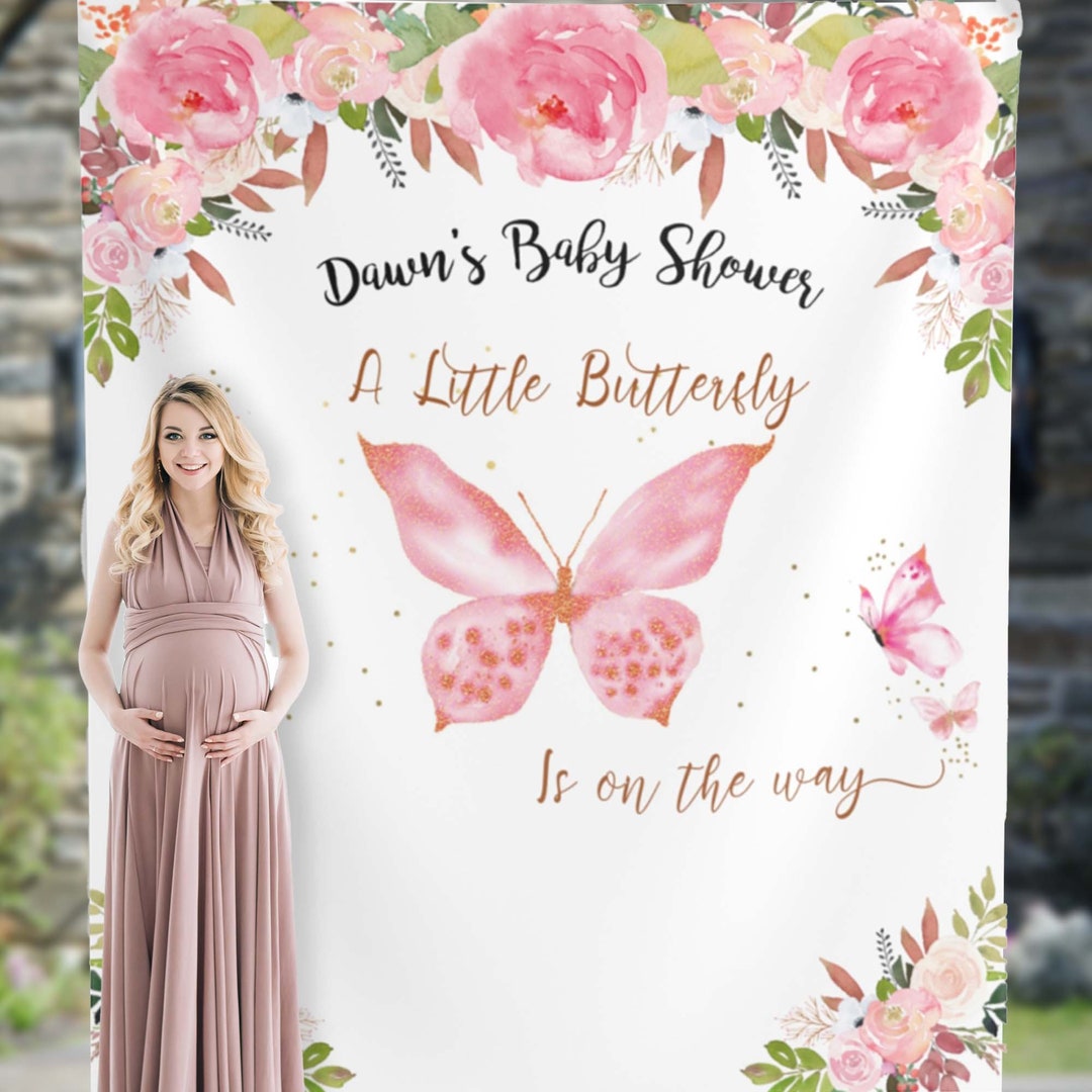 Butterfly Baby Shower Backdrop Girl, Baby Shower Decoration, A Little ...
