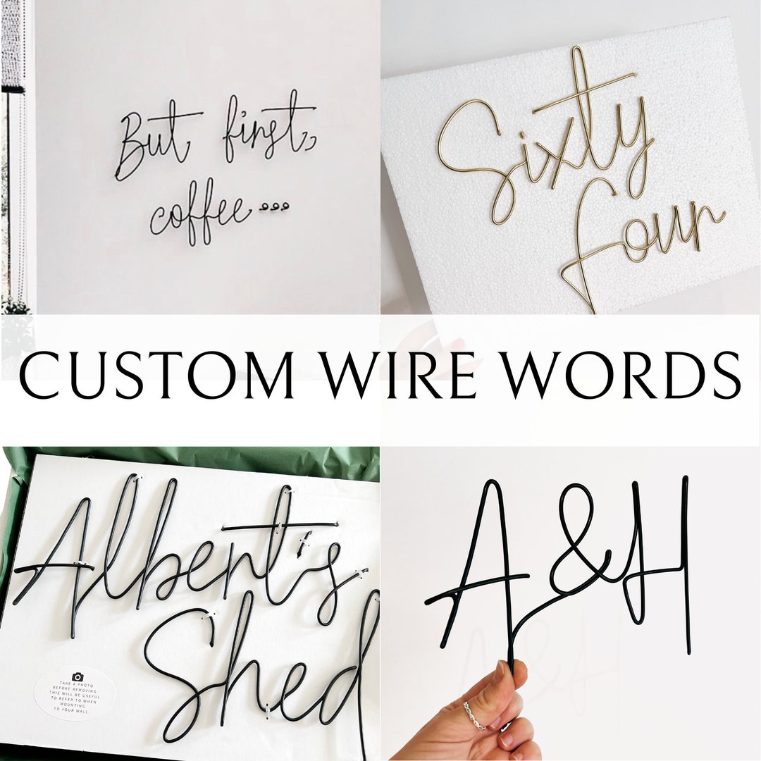 Custom Wire Words - Olive Font, Any Word, Quote, Name - Wire Wall Art ...