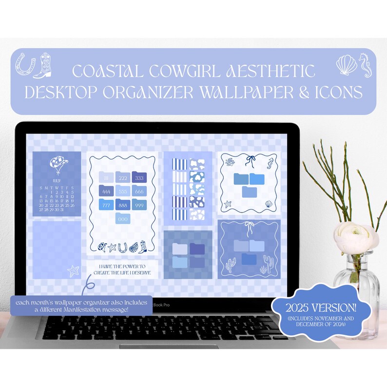 2025 Coastal Cowgirl Western Desktop Organizer Wallpaper With Folder ...