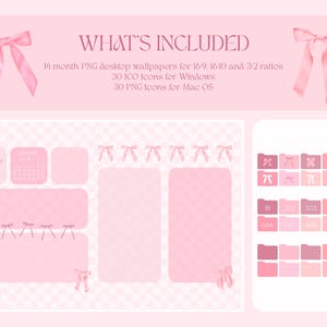 2025 Coquette Pink Bow Desktop Organizer Wallpaper With Folder Icons ...