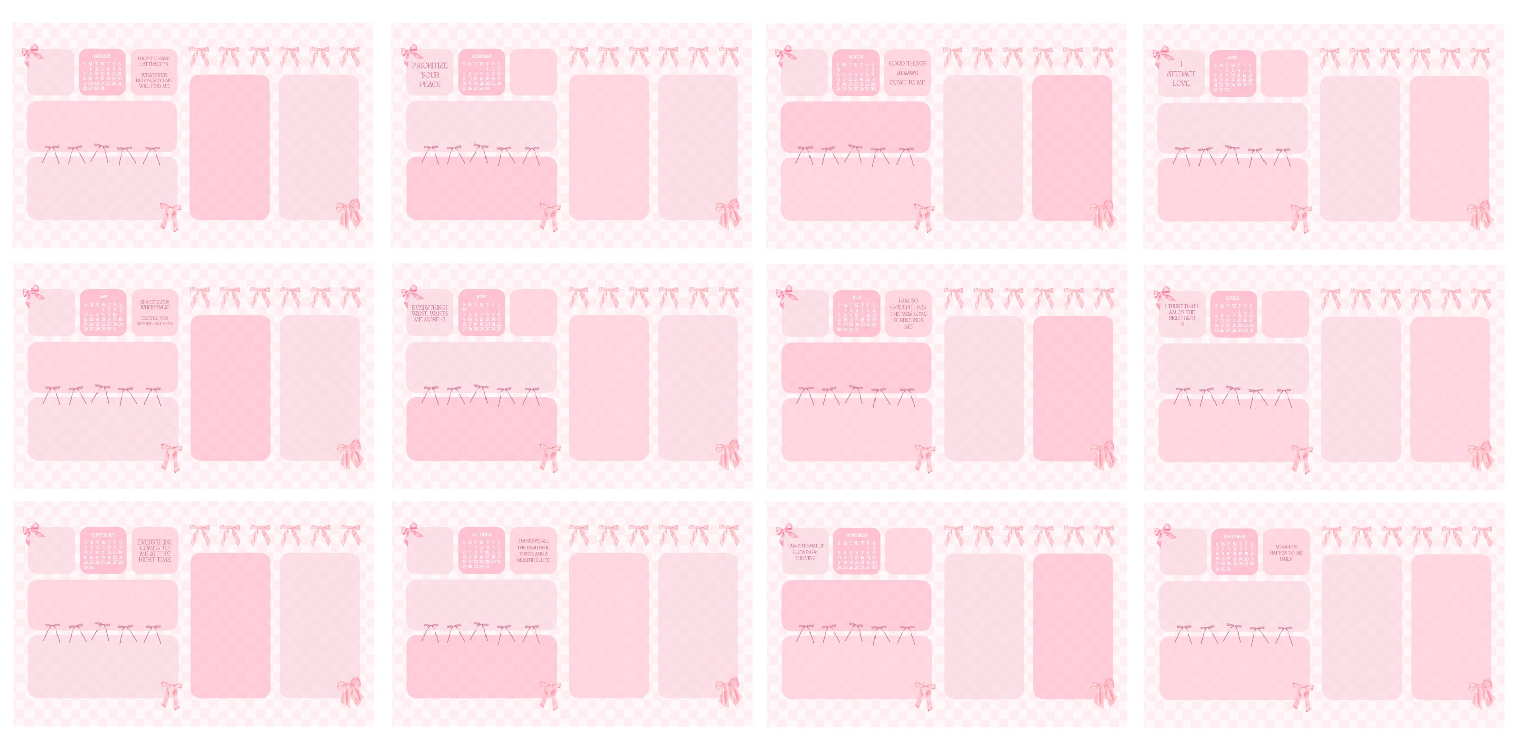 Coquette Pink Bow Desktop Organizer Wallpaper 2024 With Folder Icons ...
