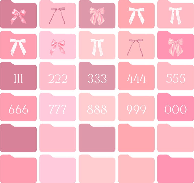 2025 Coquette Pink Bow Desktop Organizer Wallpaper With Folder Icons ...