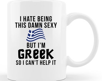 Funny Greek Evil Eye White Glossy Mug ftou Ftou Ftou Mou Greek Gift Mug ...