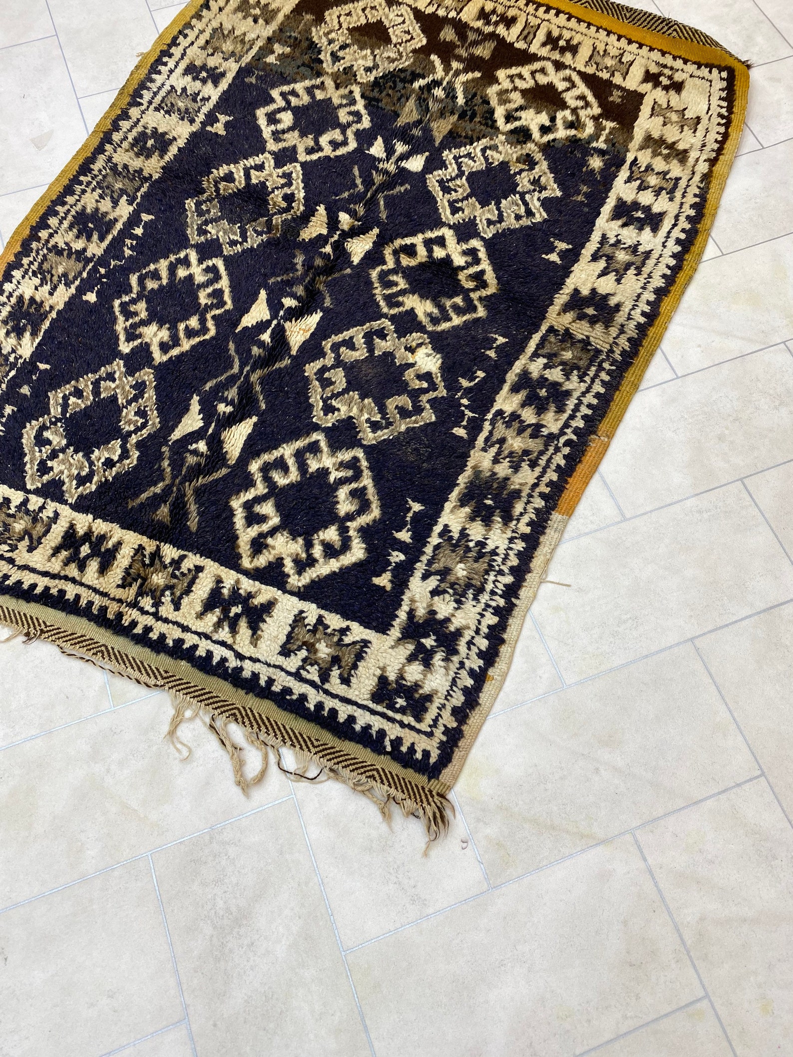 Handmade Rug Vintage Wool Rug 4.10 Ft X 3.5 Ft 147 Cm X - Etsy