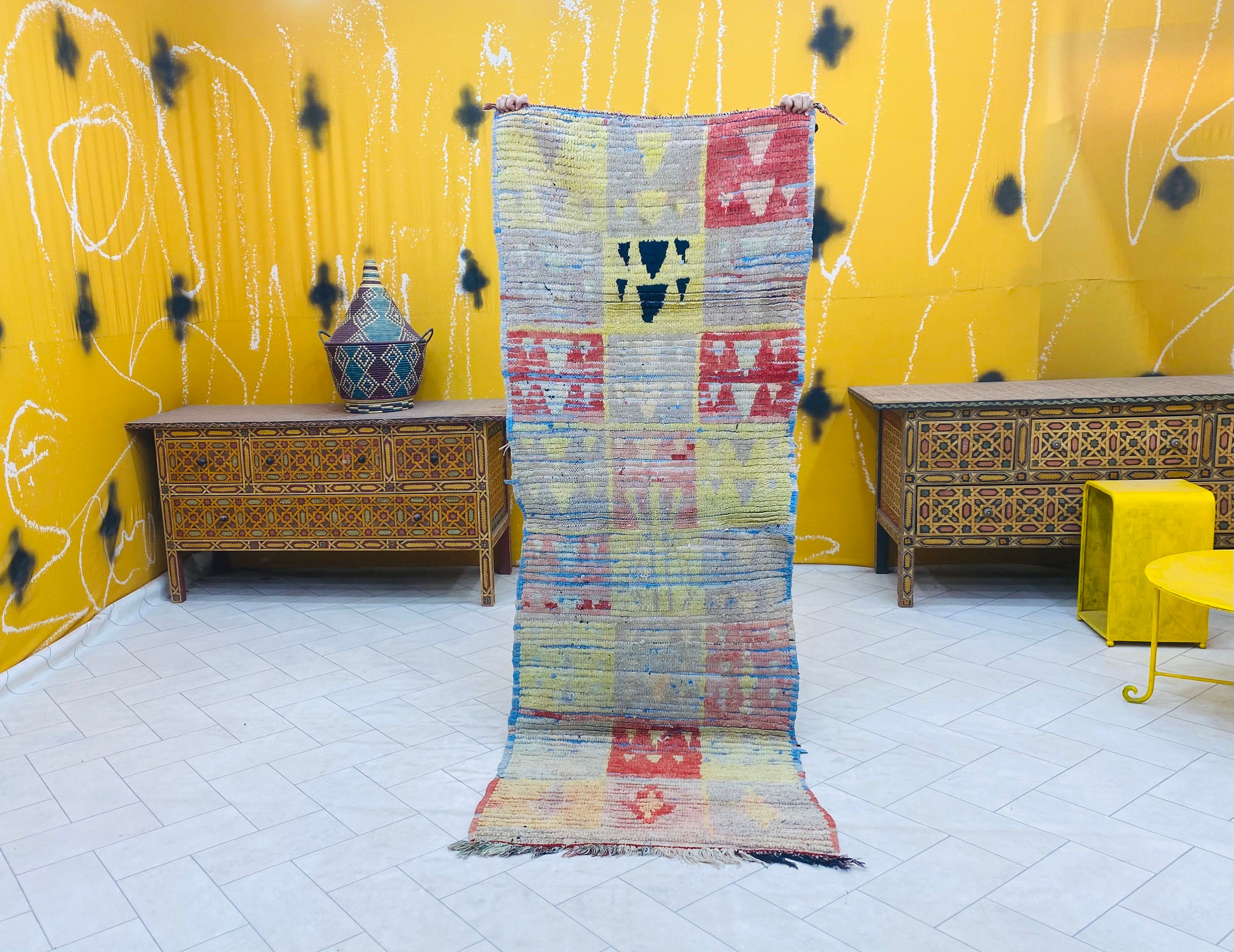 Runner rug Moroccan rug hand Knotted 2.9 ft x 7.4 ft 84 | Etsy