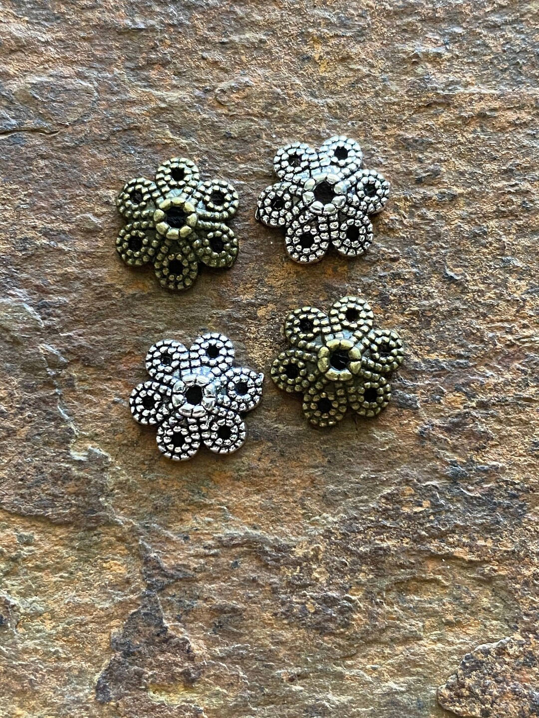 Bali Style Pewter Bead Caps Antique Silver or Antique Brass - Etsy