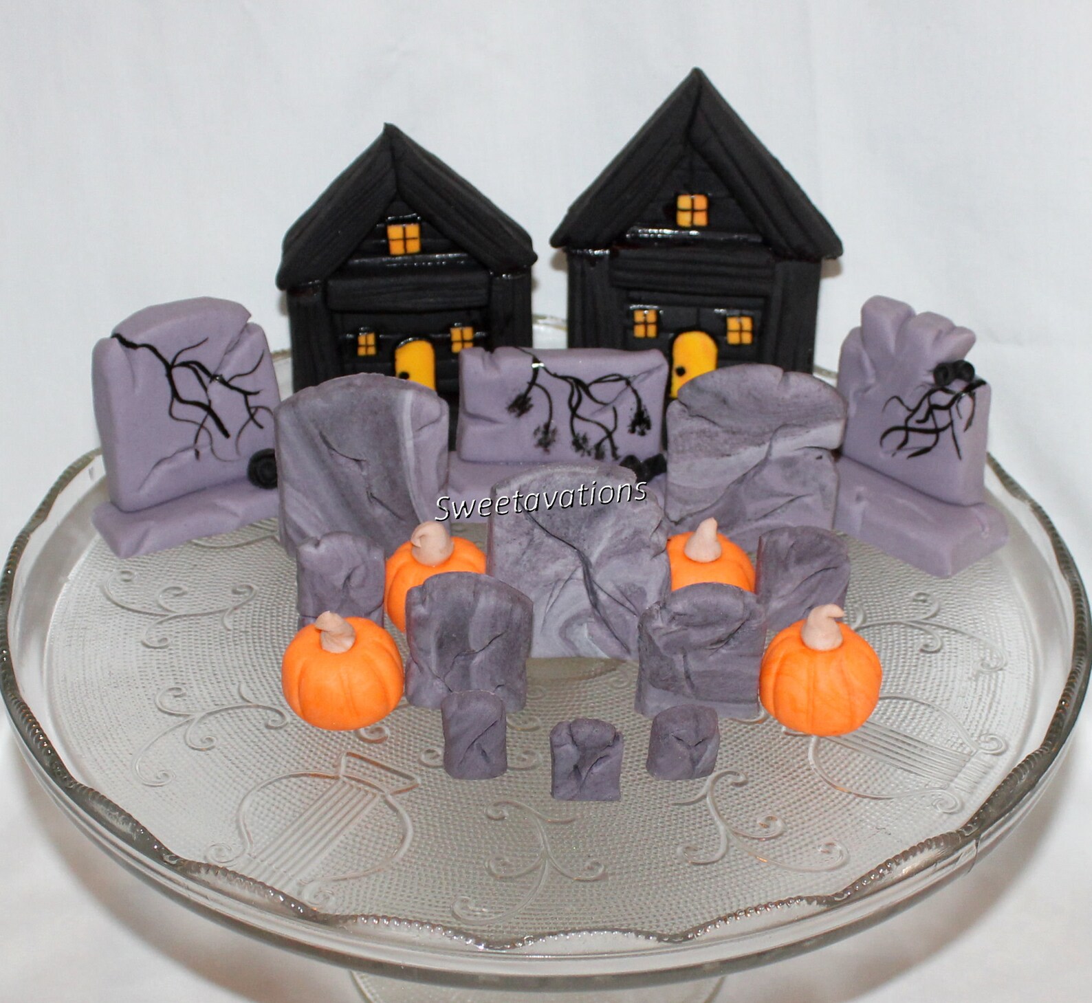 Fondant Tombstone Cake Topper - Fondant Haunted House - Fondant ...
