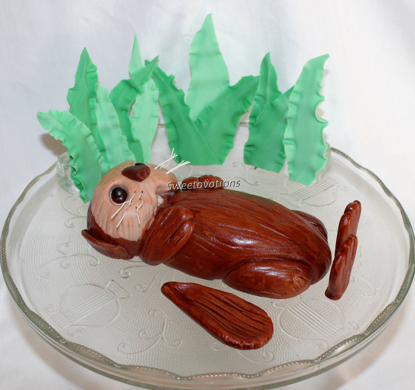 Fondant Sea Otter Cake Topper Otter Topper Fondant Otter - Etsy