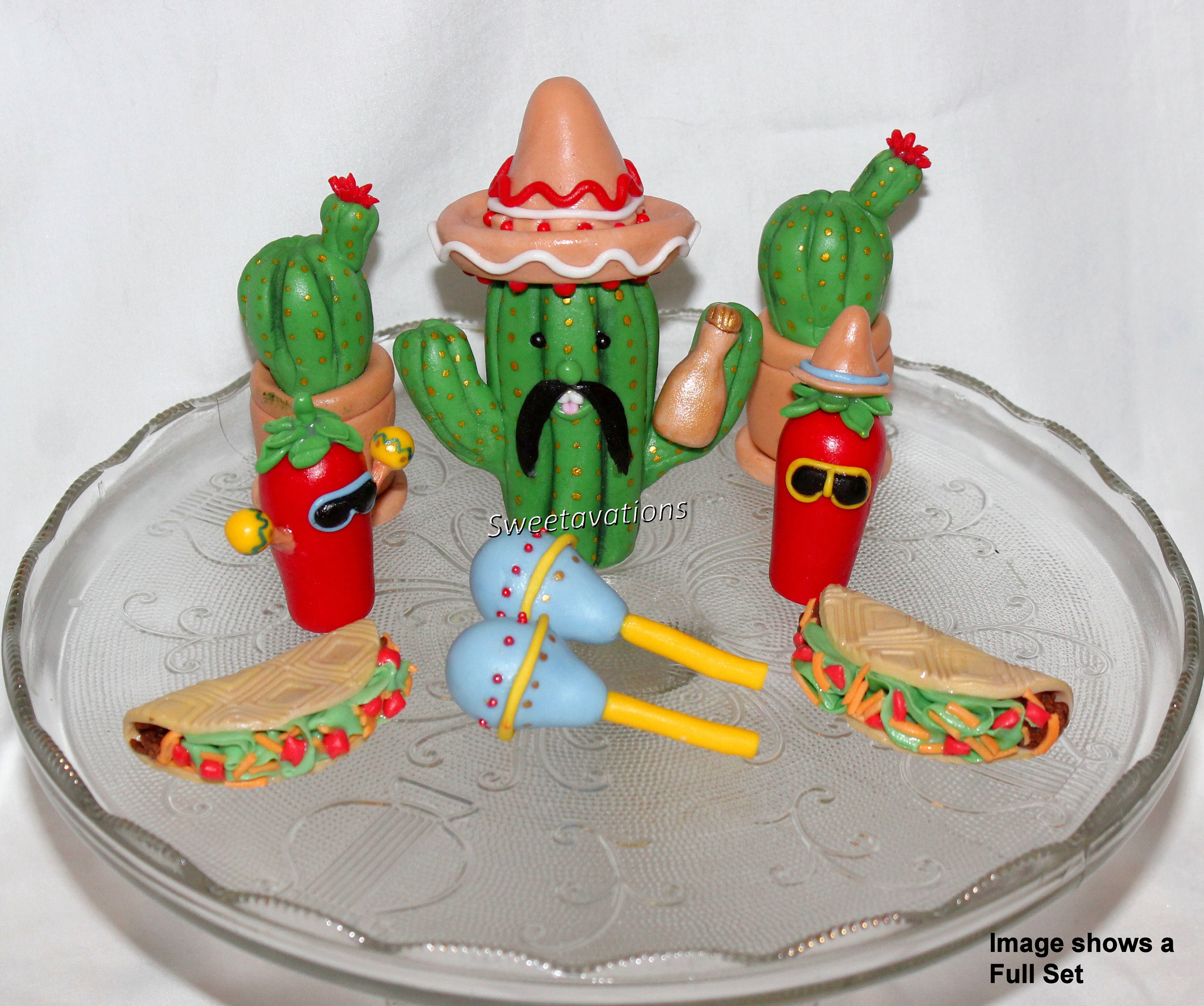 Fondant Fiesta Cake Topper - Mexican Cake Topper - Fondant Cactus ...