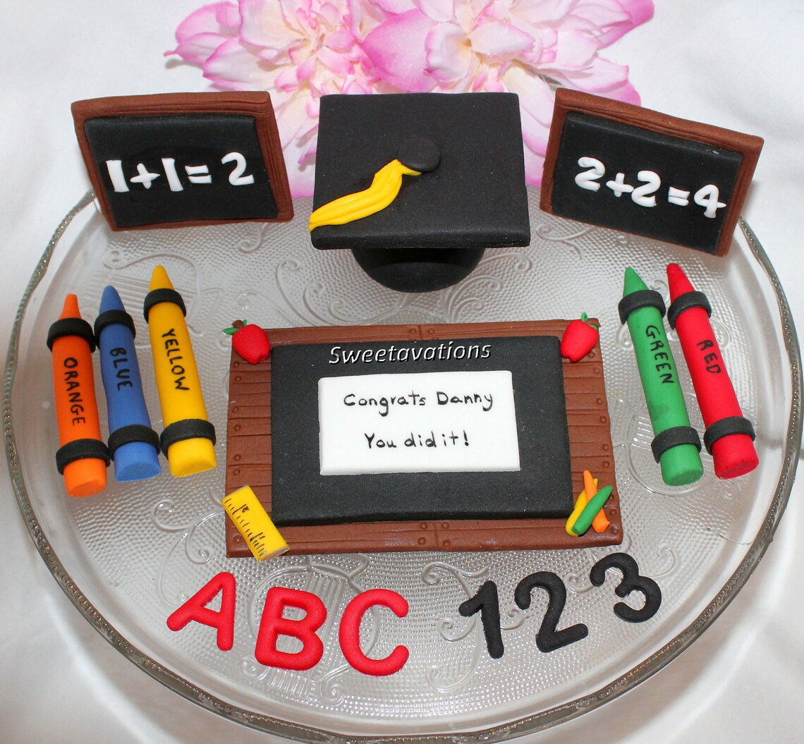 Fondant Kindergarten Cake Topper Preschool Topper Teacher - Etsy