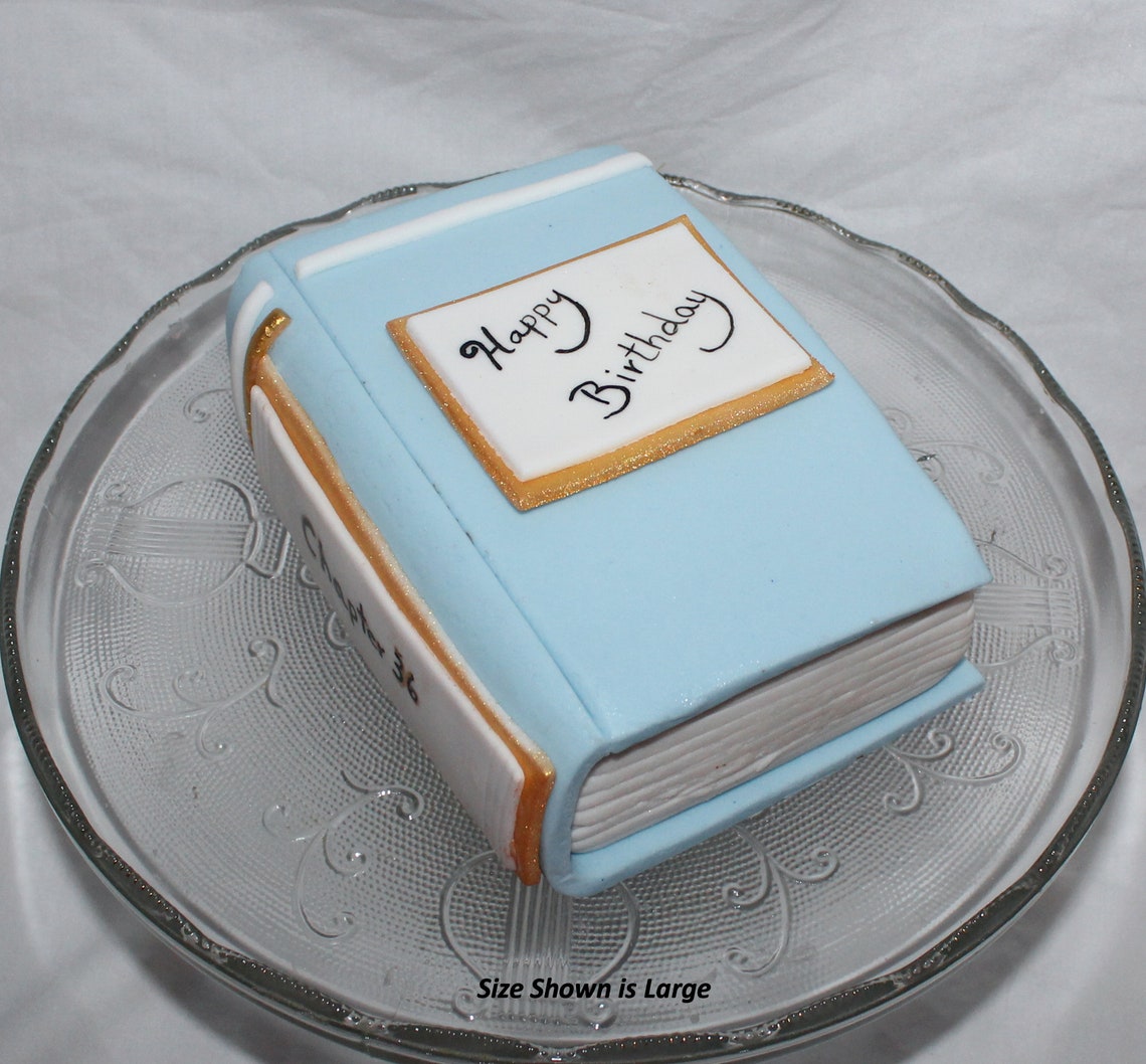 Fondant Book Cake Topper Book Topper Fondant Birthday - Etsy