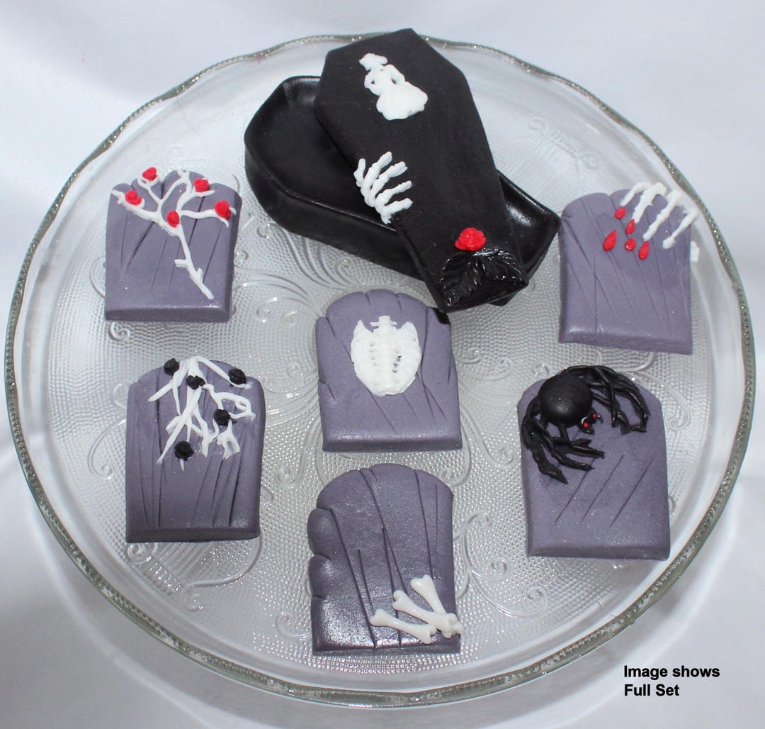 Fondant Tombstone Cake Topper - Fondant Coffin - Fondant Graveyard ...