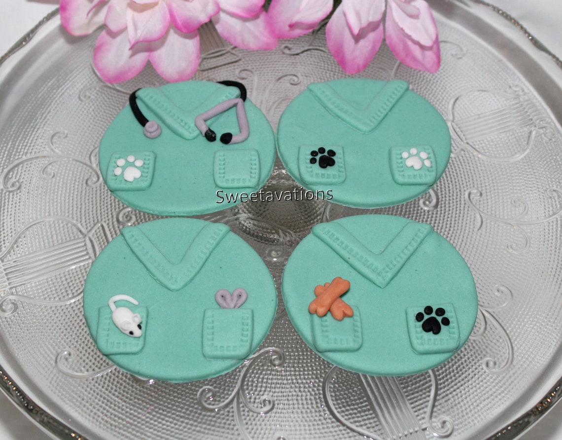 Fondant Vet Cupcake Topper Vet Topper Veterinarian Topper | Etsy