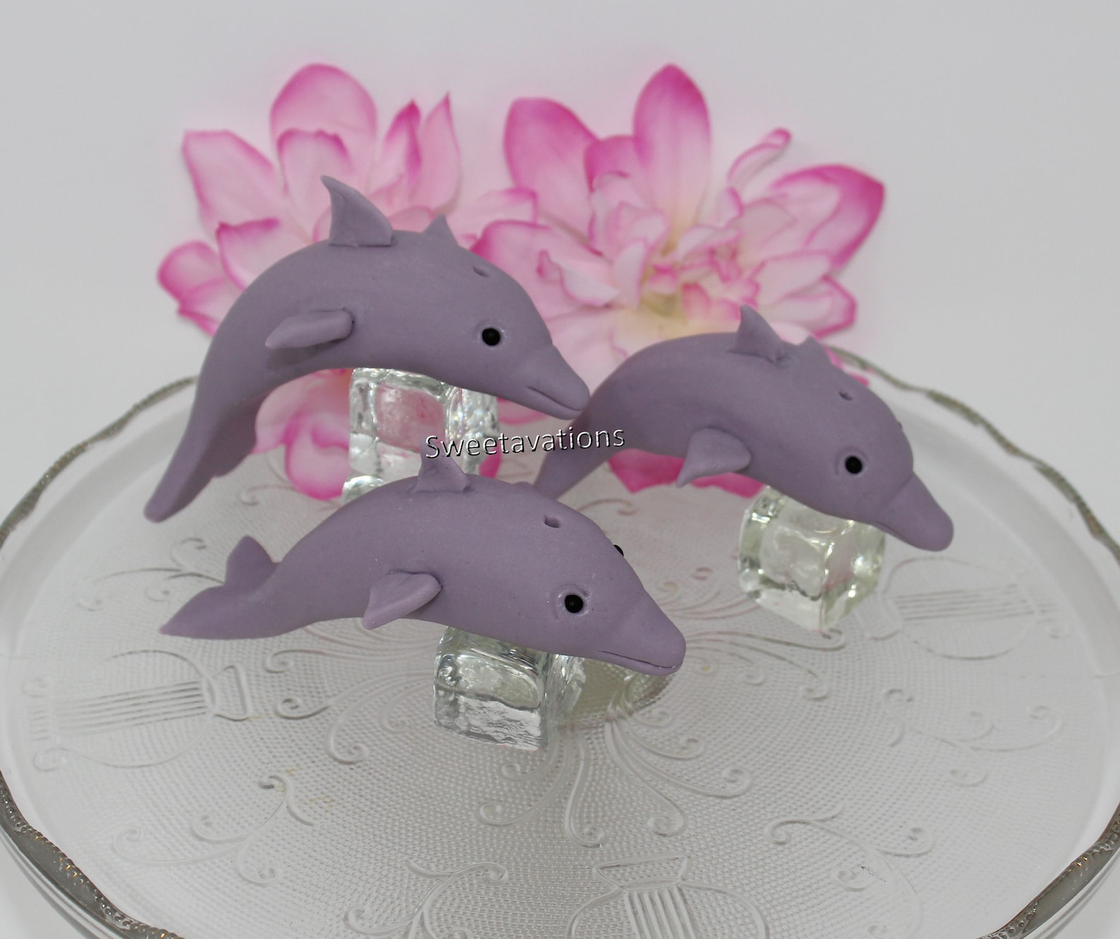 Fondant Dolphin Cake Topper, Hand-sculpted Sea Creature, Mermaid ...