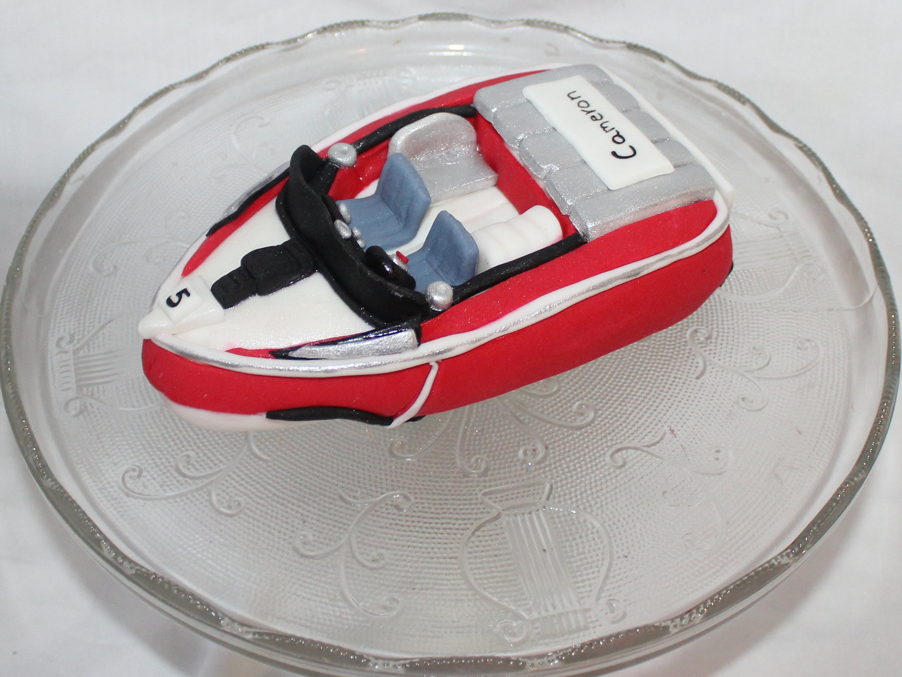 Fondant Boat Cake Topper Fondant Speed Boat Boat Topper - Etsy