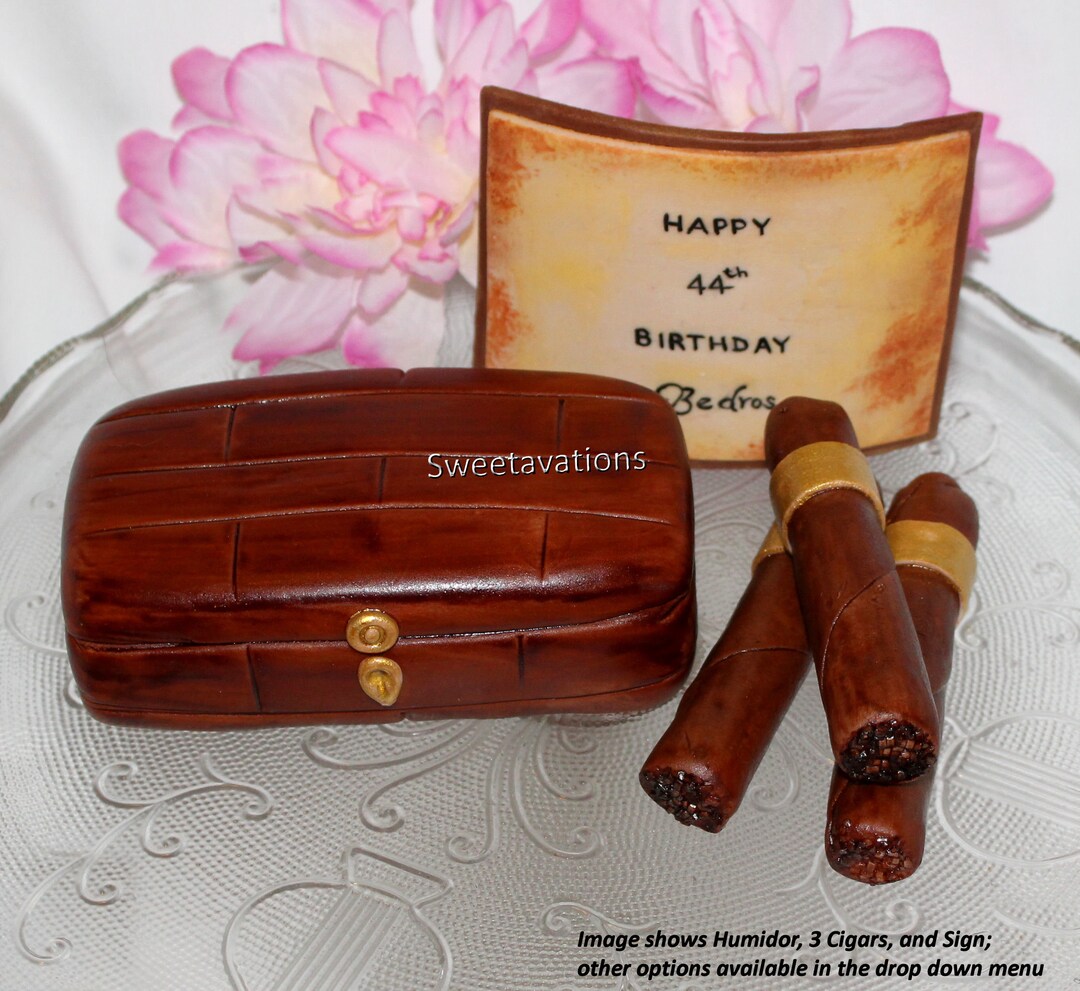 Fondant Cigar Cake Topper Fondant Humidor Cigar Topper Cigar Theme ...