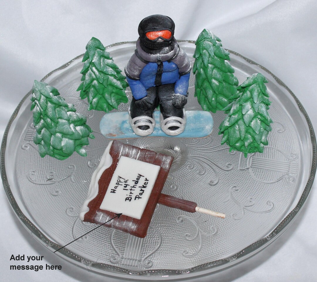 Fondant Snowboarder Cake Topper - Snowboarder Cake Decoration ...