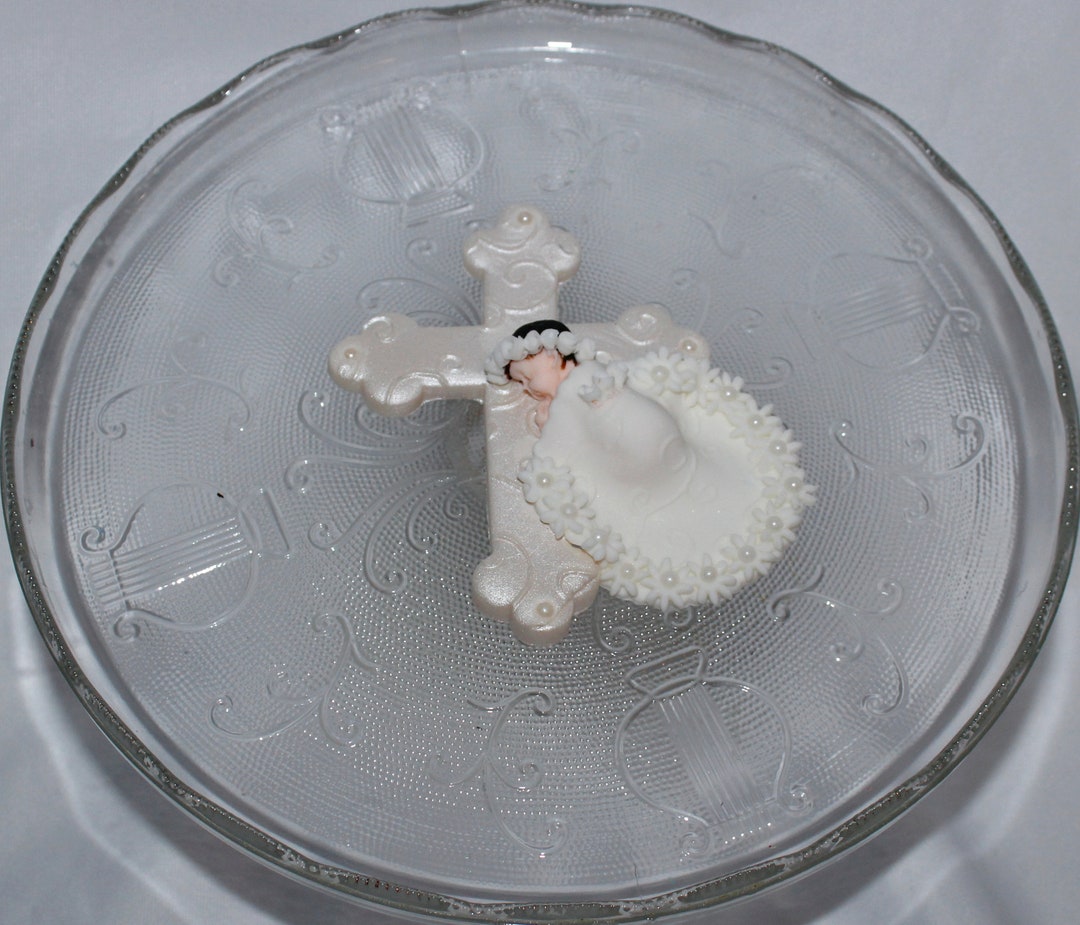Fondant Angel Baby Cake Topper - Baptism Topper - Sleeping Angel Baby ...