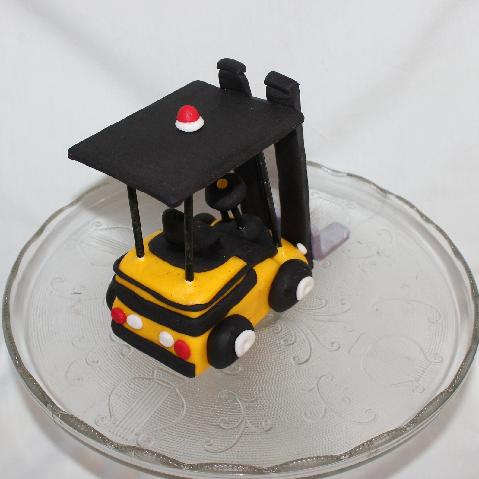 Fondant Forklift Cake Topper - Forklift Topper - Fondant Backhoe ...
