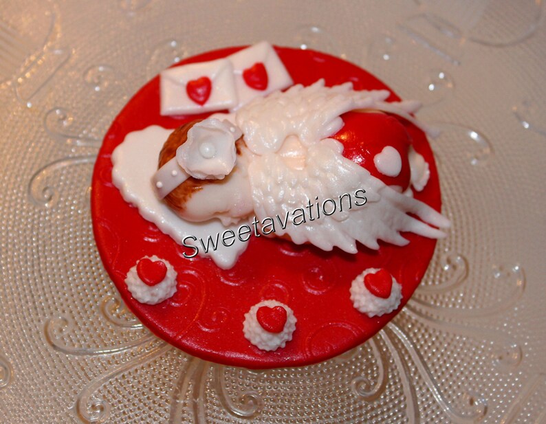 Fondant Cupid Baby Cake Topper Hearts Baby Shower Fondant - Etsy