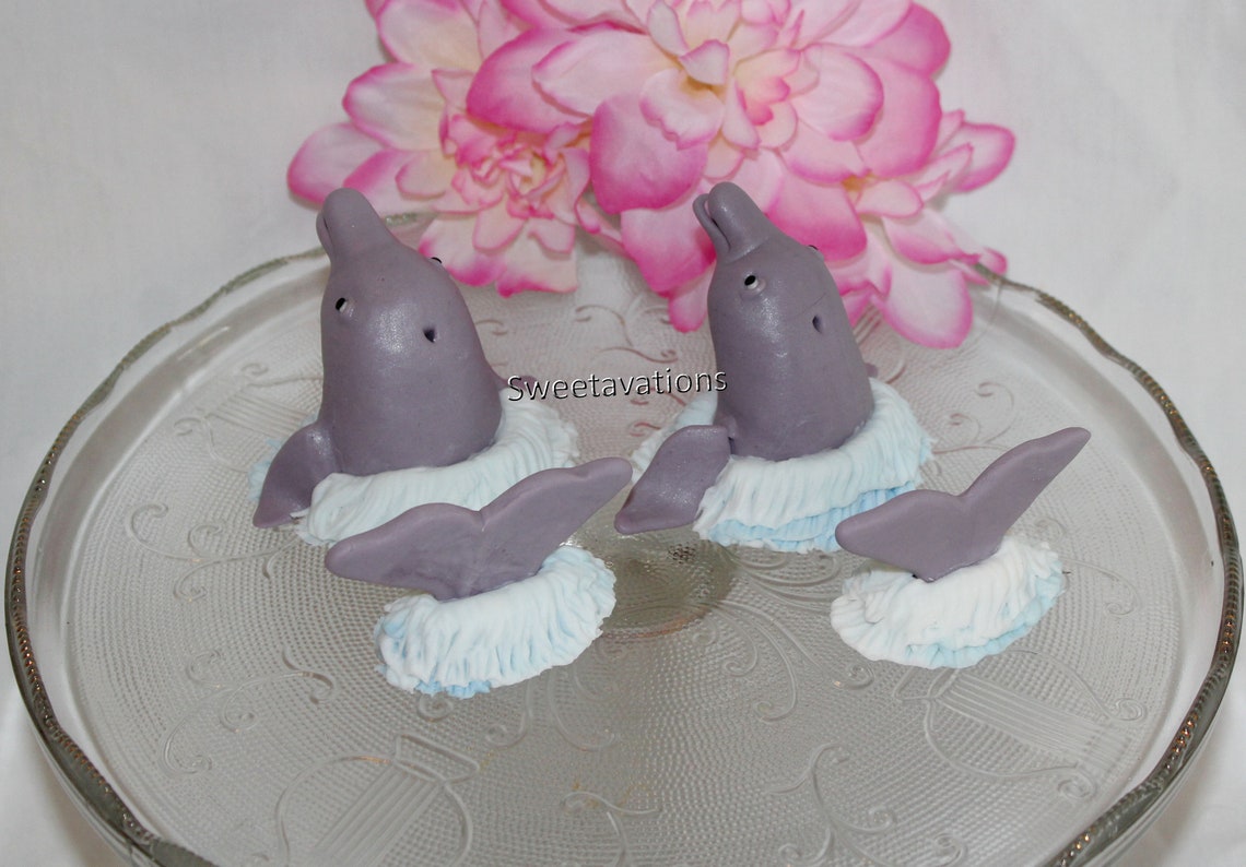 Fondant Dolphin Cake Topper Dolphin Topper Under the Sea - Etsy