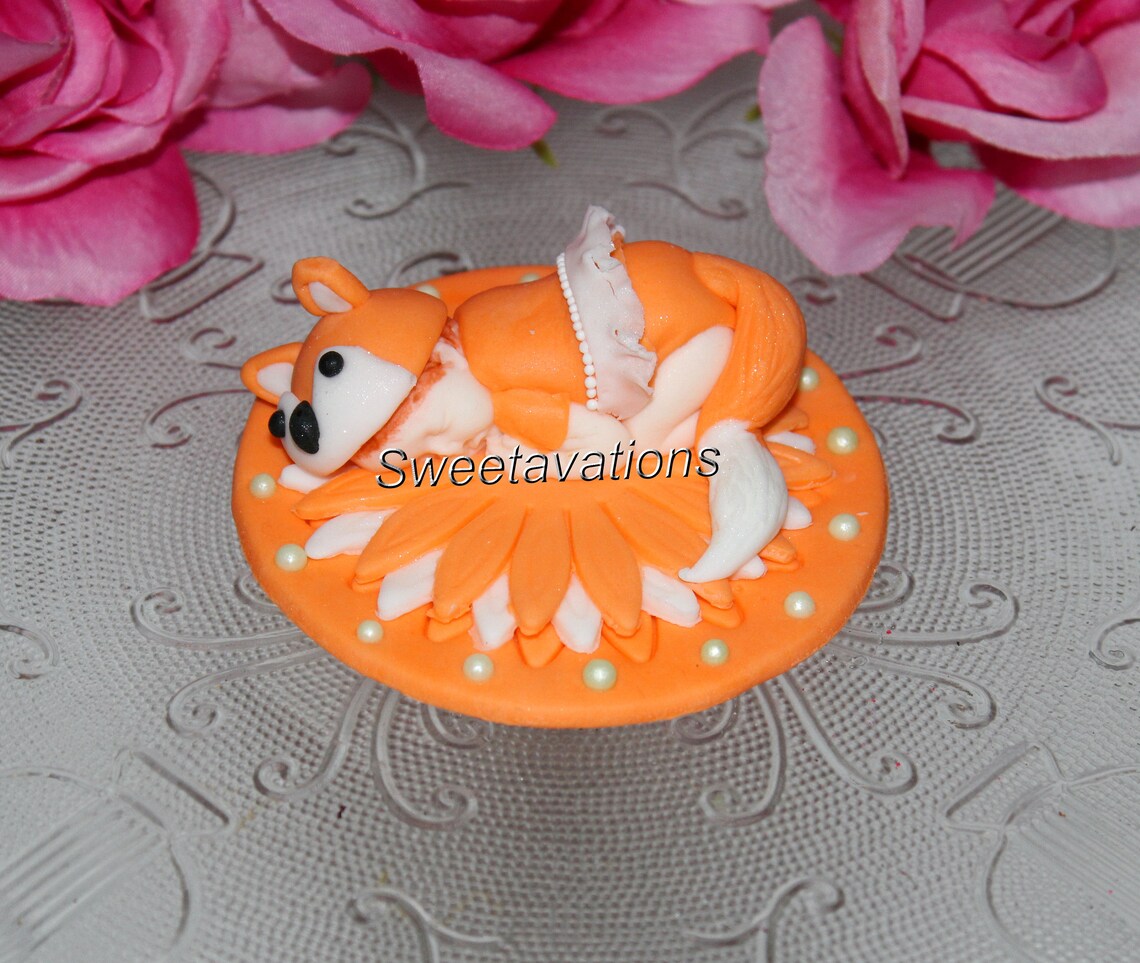 Fondant Baby Fox Cake Topper Fondant Baby Baby Fox Shower | Etsy