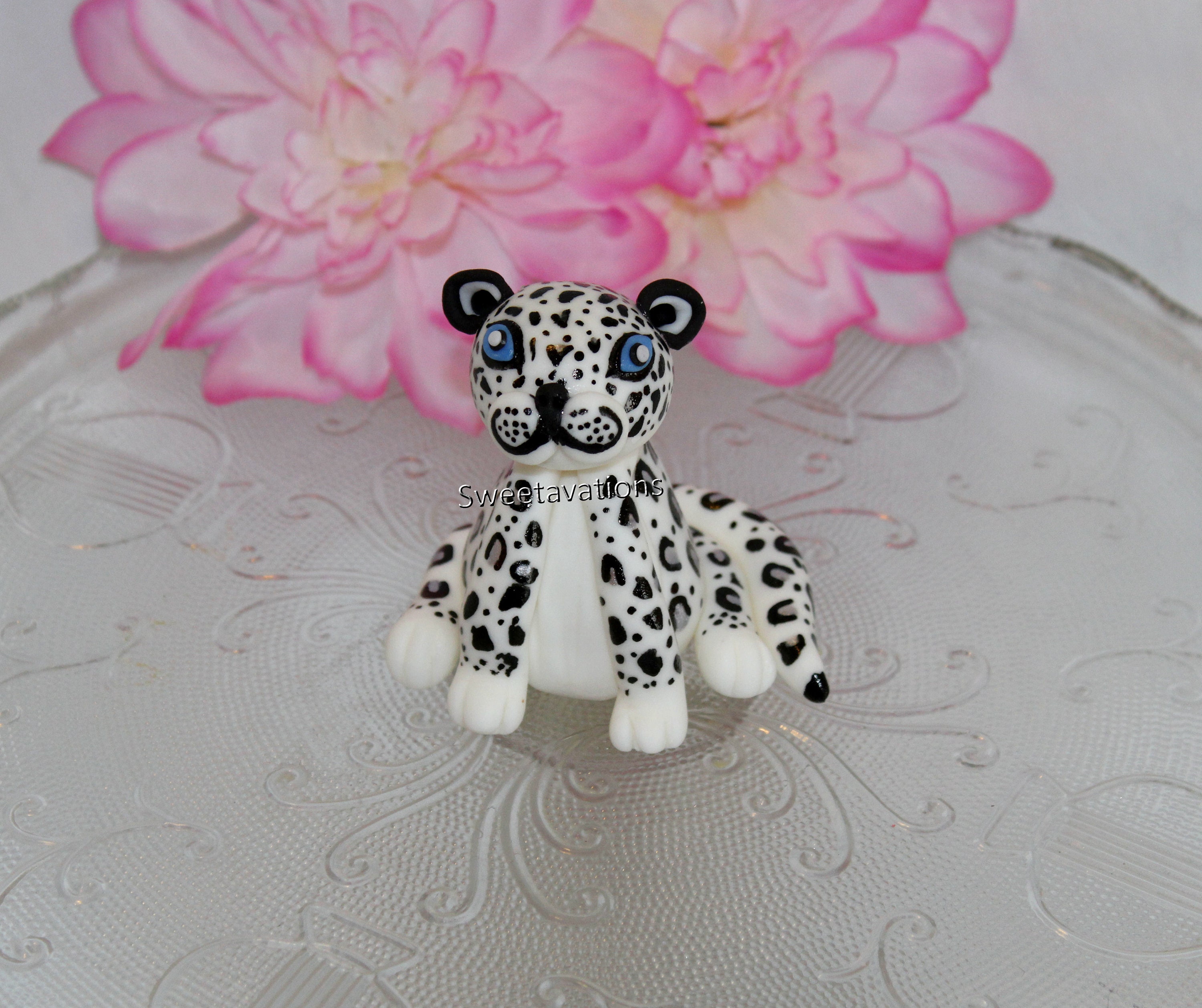 Fondant Leopard Cake Topper Fondant Snow Leopard Leopard - Etsy