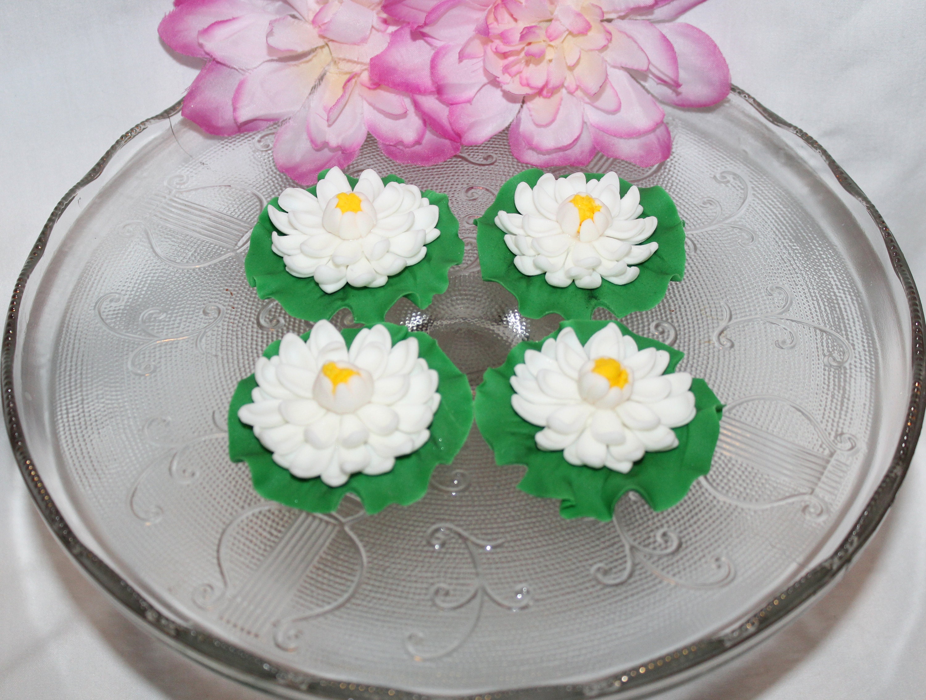 Sugar Flower Lotus Cake Topper Fondant Lotus Fondant Lily | Etsy