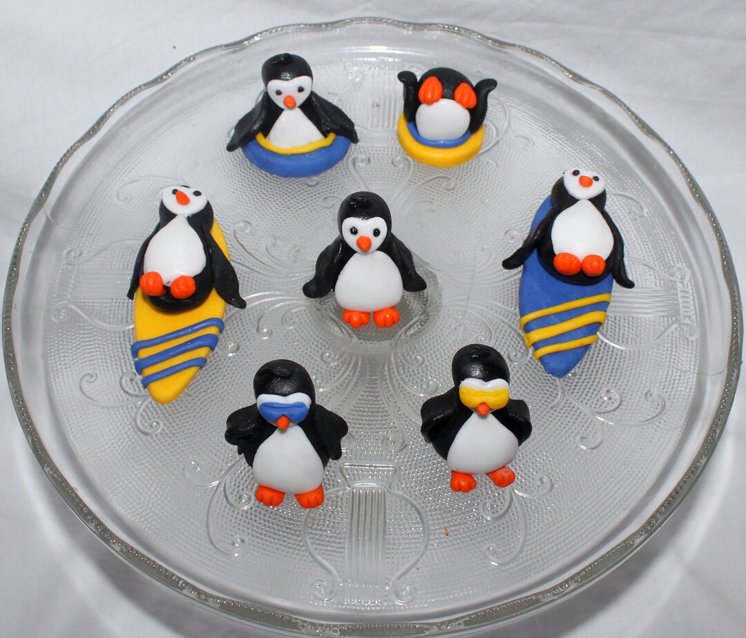 Fondant Penguin Cake Topper - Penguin Cupcakes - Penguin Topper ...