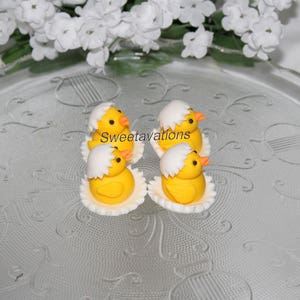 Fondant Hatching Chick Cake Topper Fondant Chick Farm Animal Topper ...