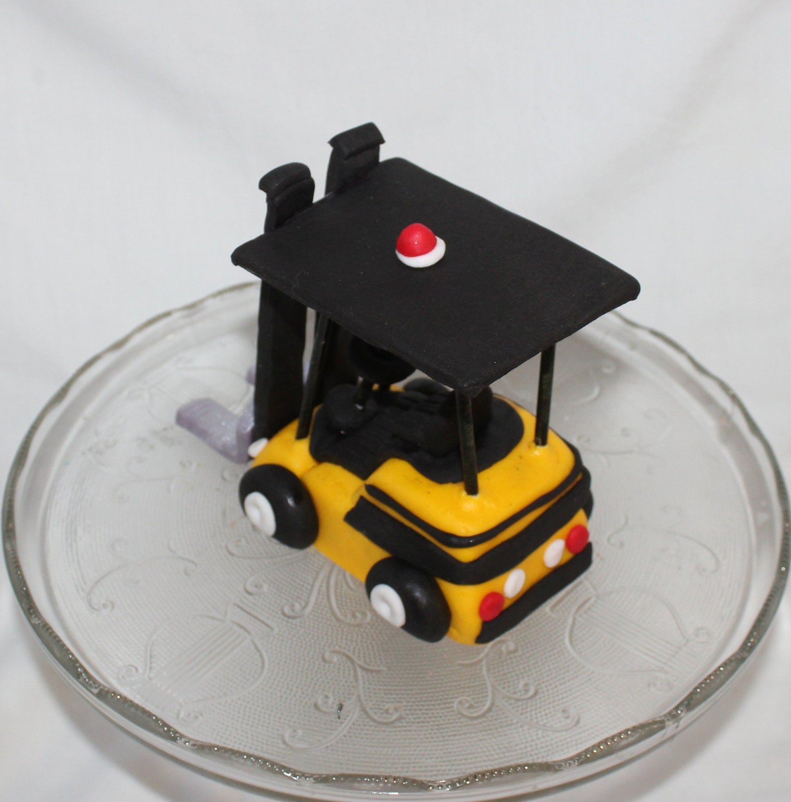 Fondant Forklift Cake Topper - Forklift Topper - Fondant Backhoe ...