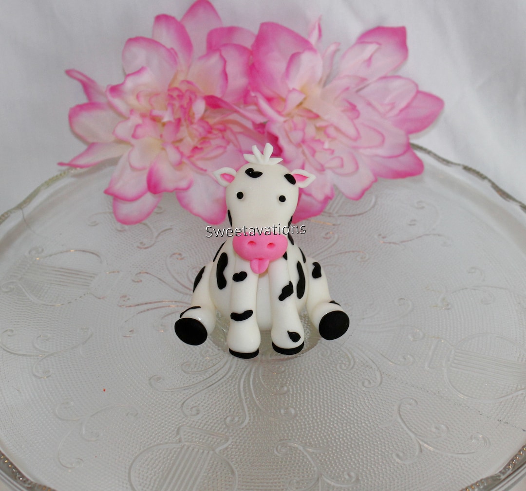 Fondant Cow Cake Topper Cow Topper Fondant Farm Animal Barnyard Topper ...