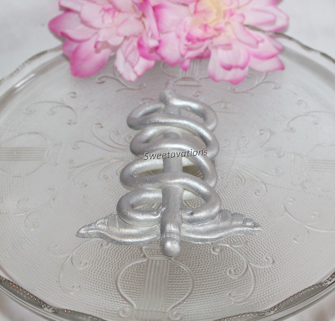 Fondant Medical Cake Topper Fondant Caduceus Caduceus | Etsy