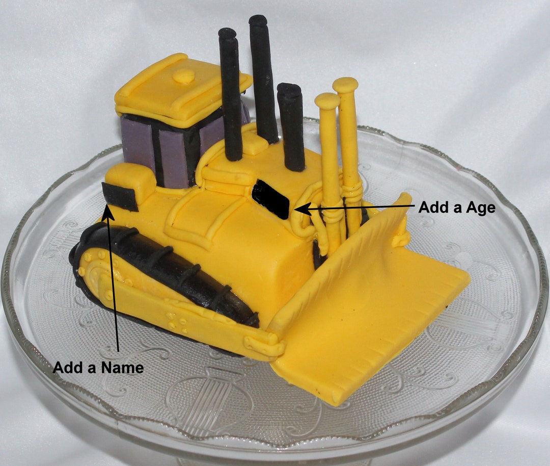 Fondant Bulldozer Cake Topper - Bulldozer Topper - Fondant Construction ...
