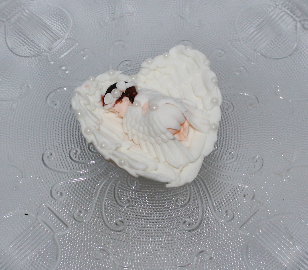 Fondant Angel Sleeping Baby Cake Topper, Angel Wings, Christening ...