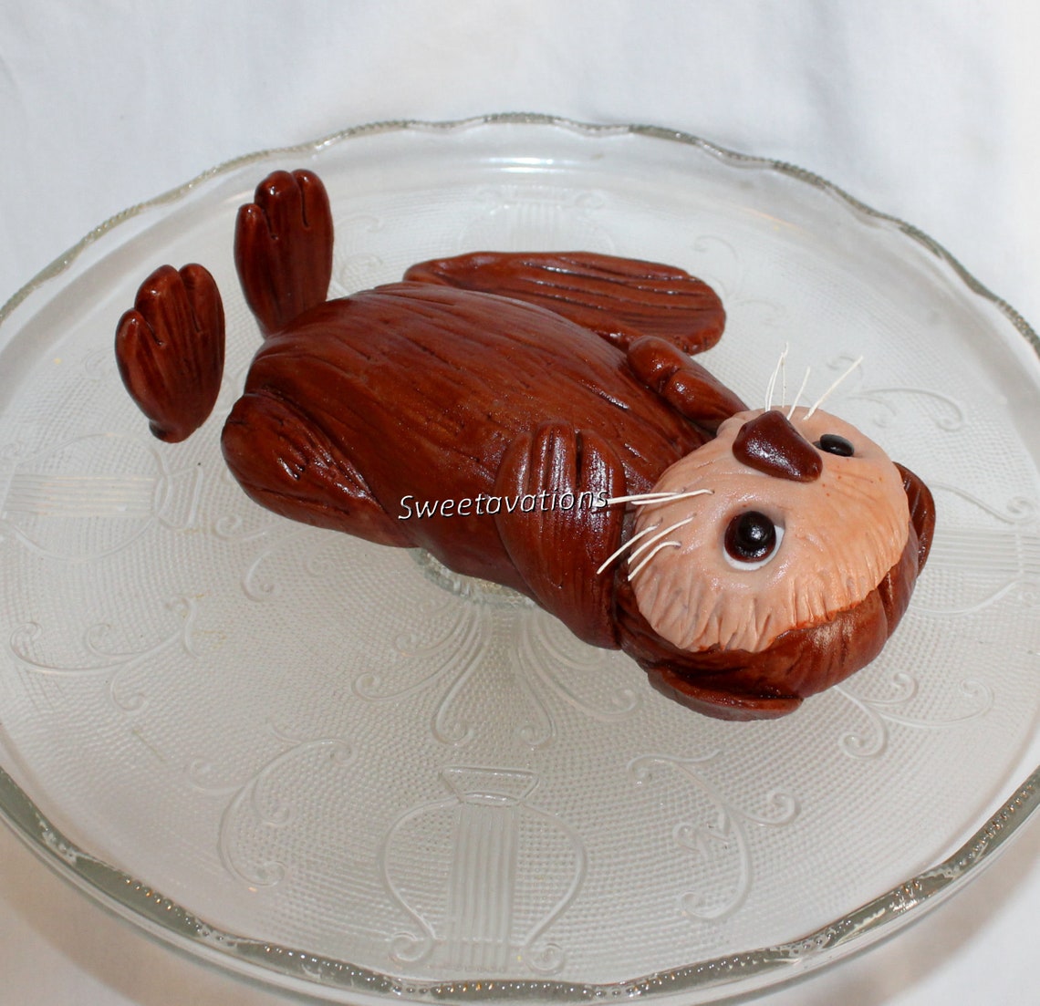 Fondant Sea Otter Cake Topper Otter Topper Fondant Otter - Etsy